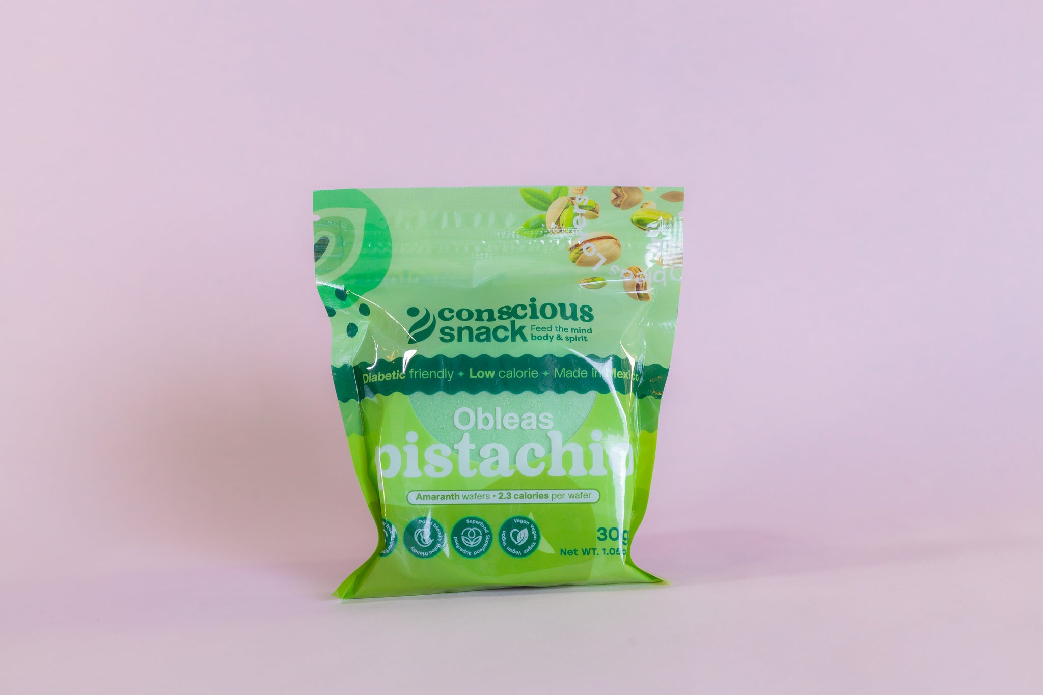 Conscious Snack Obleas Pistachio Amaranth Wafers (1.05 oz) | Snackever