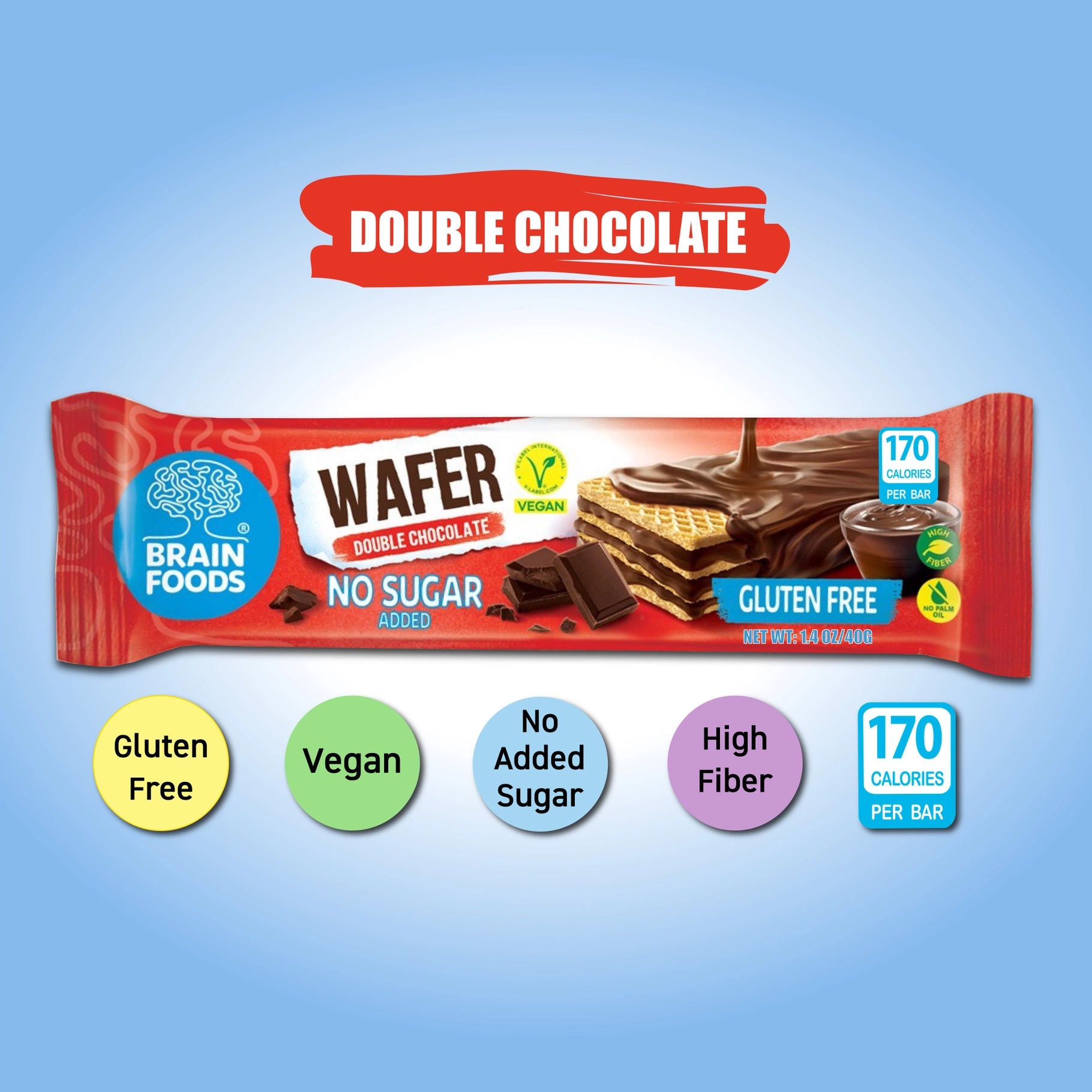 Brain Foods | Double Chocolate Wafer Bar Vegan Gluten-Free – Snackever