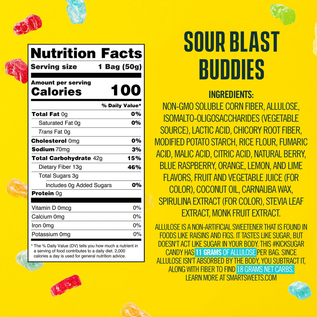 Smart Sweets Sour Blast Buddies Candy with Low Sugar 1.8 oz | Snackever